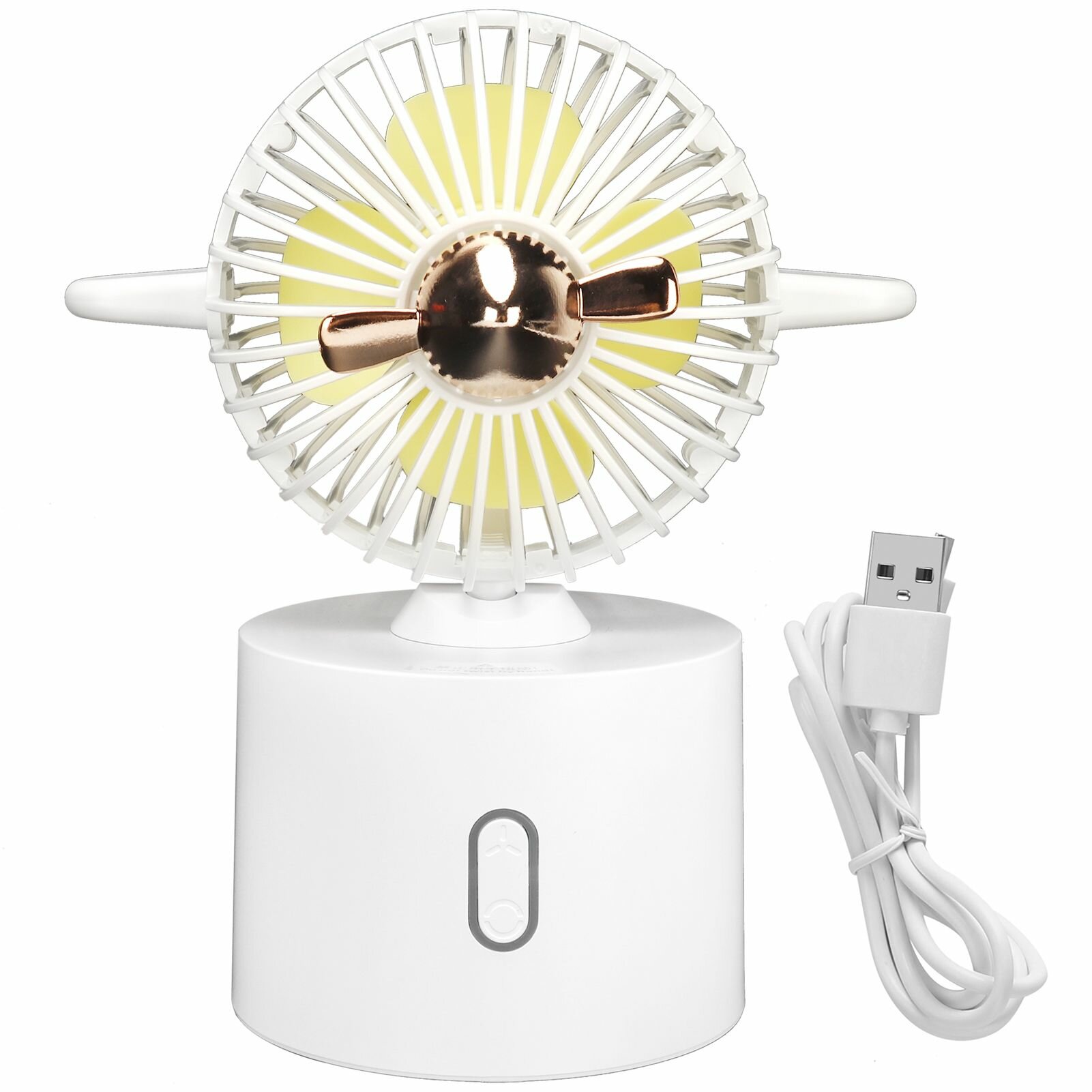 Мини-вентилятор в виде самолета с USB осциллирующий для дома и офиса белый