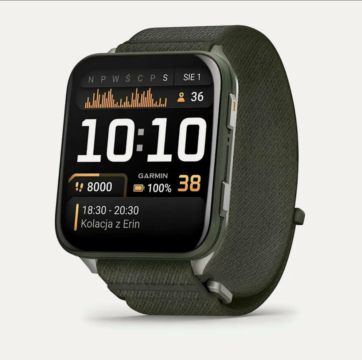 Умные часы Garmin Venu X1, 46 мм, зелёный корпус/серый ремешок (010-02980-03)