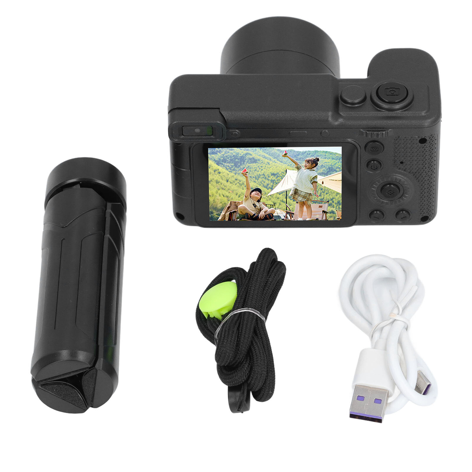 2.4IN Цифровая камера IPS Экран 8x Zoom High Definement Передняя и задняя двойная линза AutoFocus Vlogging Camera для фотографии черный