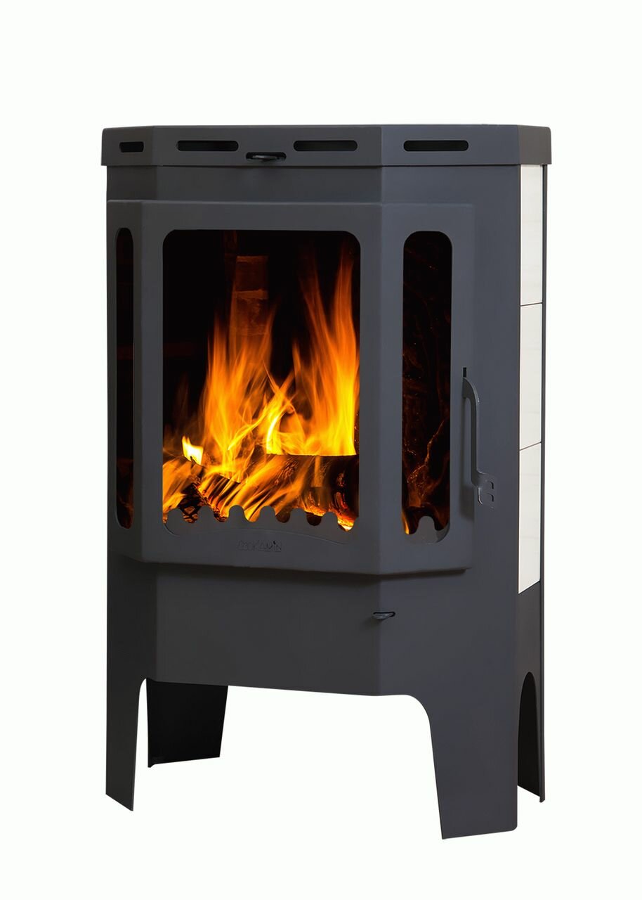 Печь-камин ЭкоКамин "Бавария Призматик", пристенно-угловая, стекло, сталь, 12 кВт