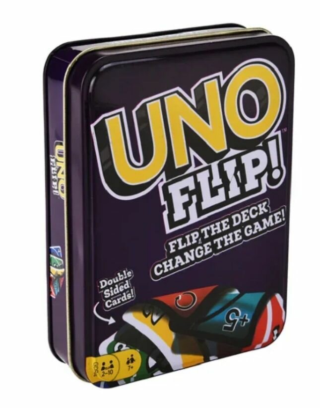Настольная карточная игра UNO FLIP (УНО флип) в жестяной коробочке