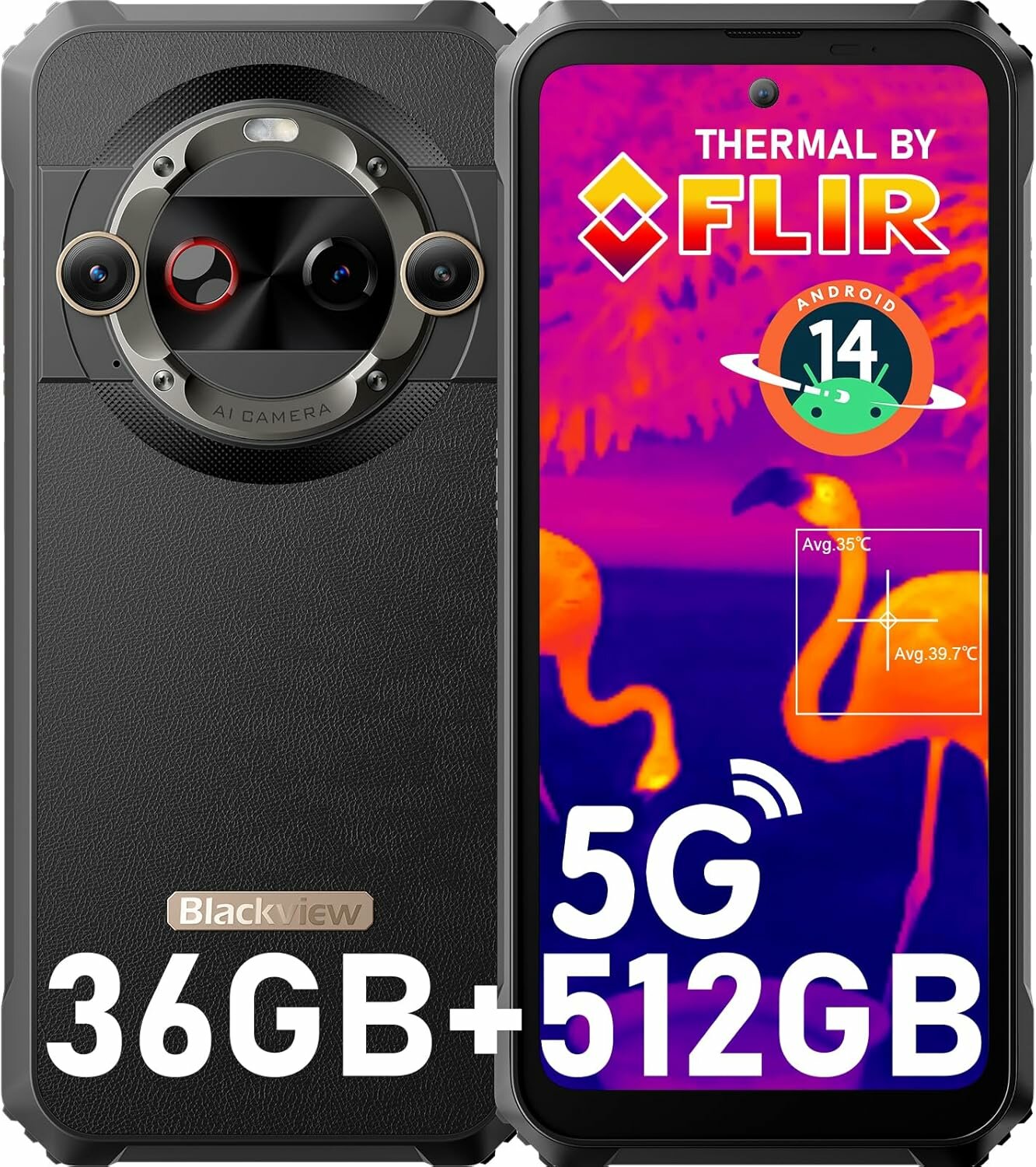 Защищённый смартфон Blackview BL9000 Pro 5G (тепловизионная камера FLIR), 24 ГБ + 512 ГБ, чёрный