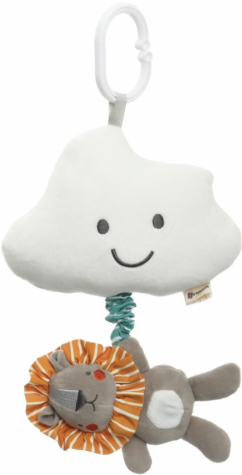 Подвеска музыкальная "Львенок Леон" с пищалкой, на кроватку и в коляску, развивающая подвесная игрушка, для малышей от 3 месяцев