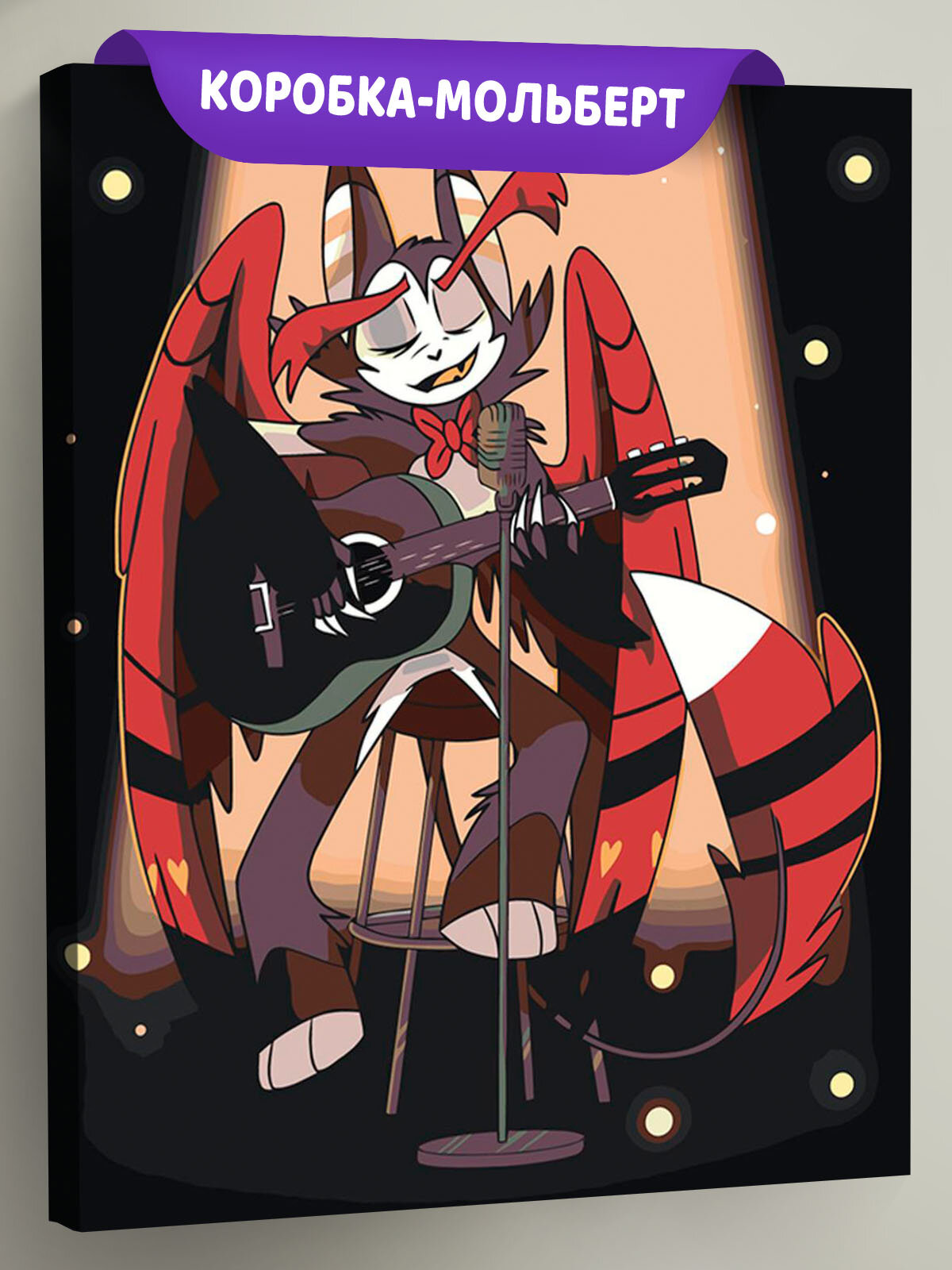 Картина по номерам на холсте с подрамником "Отель Хазбин (Харбин): Хаск с гитарой" Раскраска 40x50 см, Сериал Фэнтези