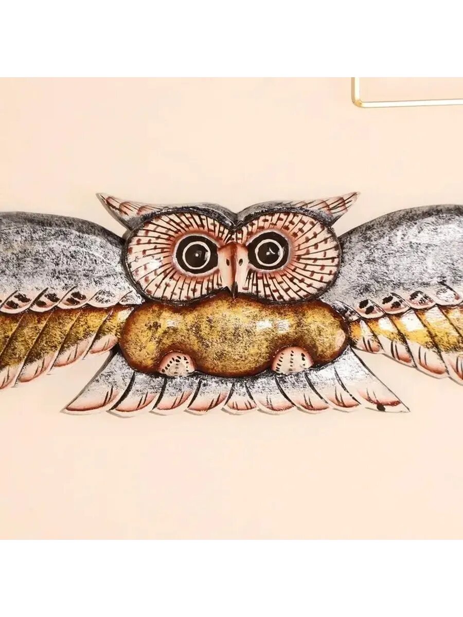 Элегантное деревянное панно с изображением совы
