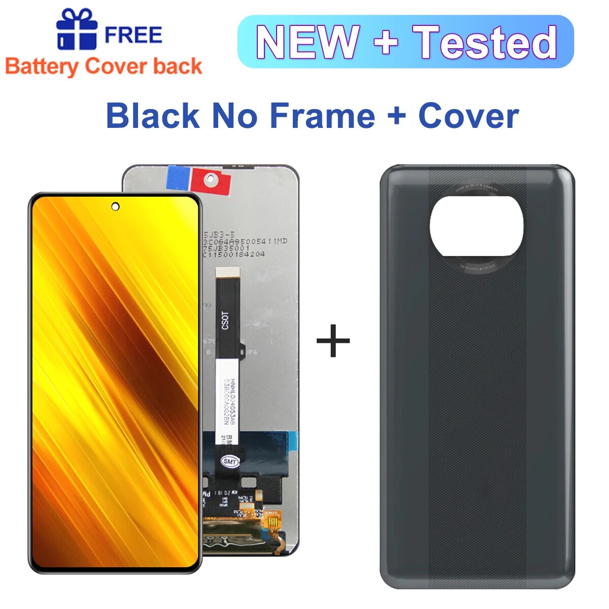 6,67-дюймовый протестированный экран Poco X3 Pro, для Xiaomi Poco X3, ЖК-дисплей с дигитайзером, сенсорный экран с рамкой для замены Poco X3 NFC Black No Frame