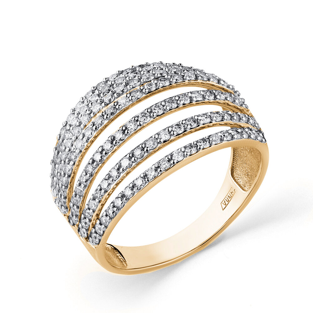 Кольцо, красное золото, 585 проба, бриллиант