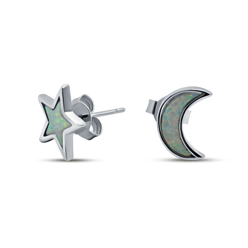 Моносерьга, серебро, 925 проба, опал