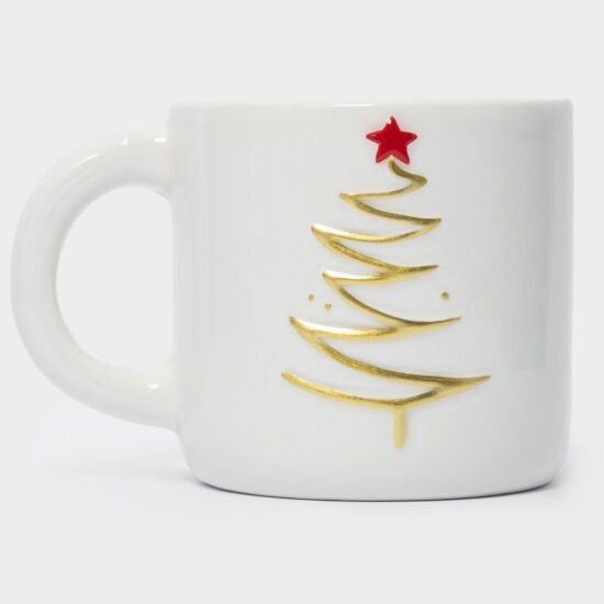 Кружка Anna Lafarg New year Ель со звездой 300 мл, керамика, молочно-золотистый (ANLAF-FDW-110425-1)