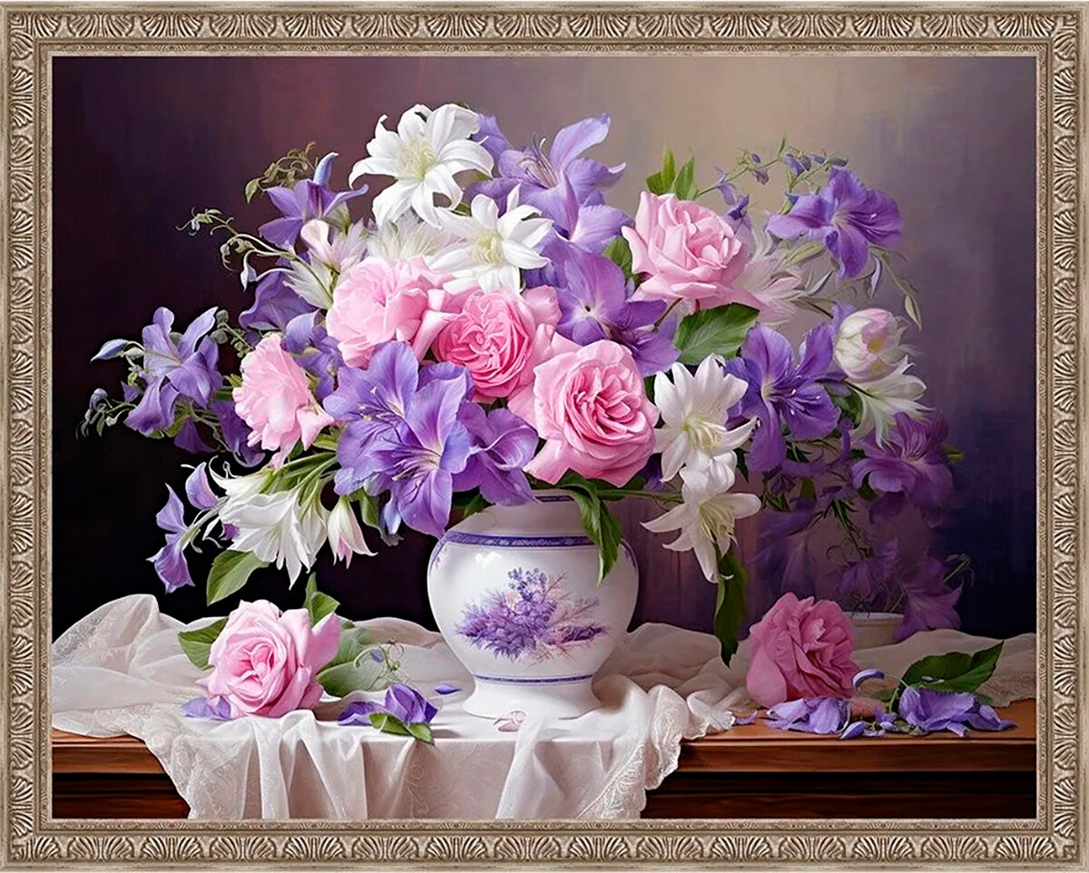 Алмазная мозаика Painting Diamond WB11182, холст на подрамнике, 40x50 см, круглые стразы