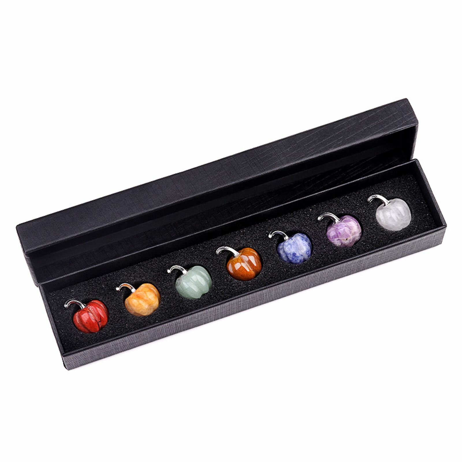 Набор из 7 мини-тыквенных украшений из драгоценных камней с грубой резьбой по камню, мини-креативное украшение для дома на Хэллоуин-желтый