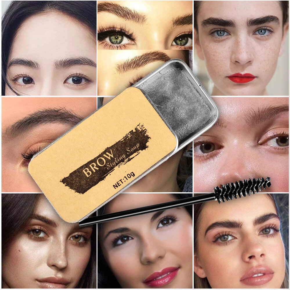 Крем для укладки бровей Гель для бровей с кисточкой Бесцветный стойкий укладочный водостойкий Натуральное мыло для бровей Пудра для бровей Масло для волос Набор для макияжа бровей Подходит для диких бровей Повседневный м