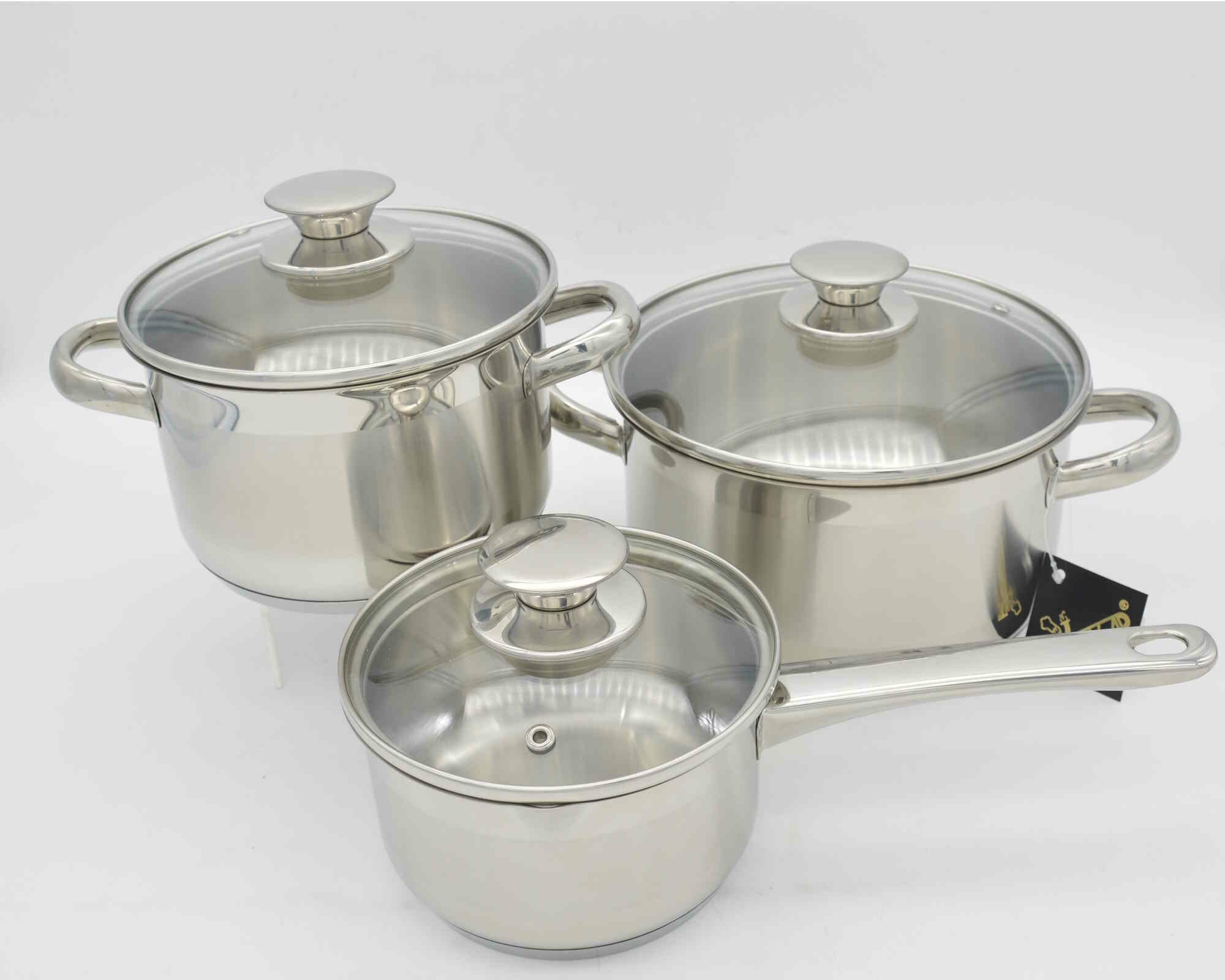 Набор посуды Кухар "Лотос Традиция", нержавеющая сталь, ковш 1л, кастрюля 2.0л/3.0л для всех типов плит