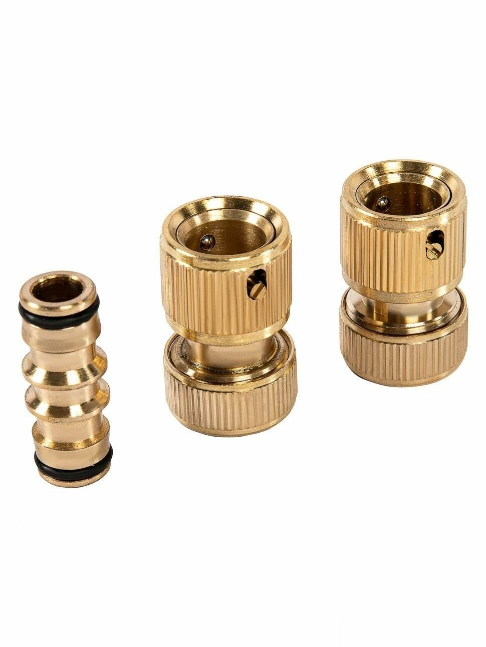 Набор для подключения шланга 1/2, переходник, 2 соединителя, аквастоп, латунный Palisad 66210