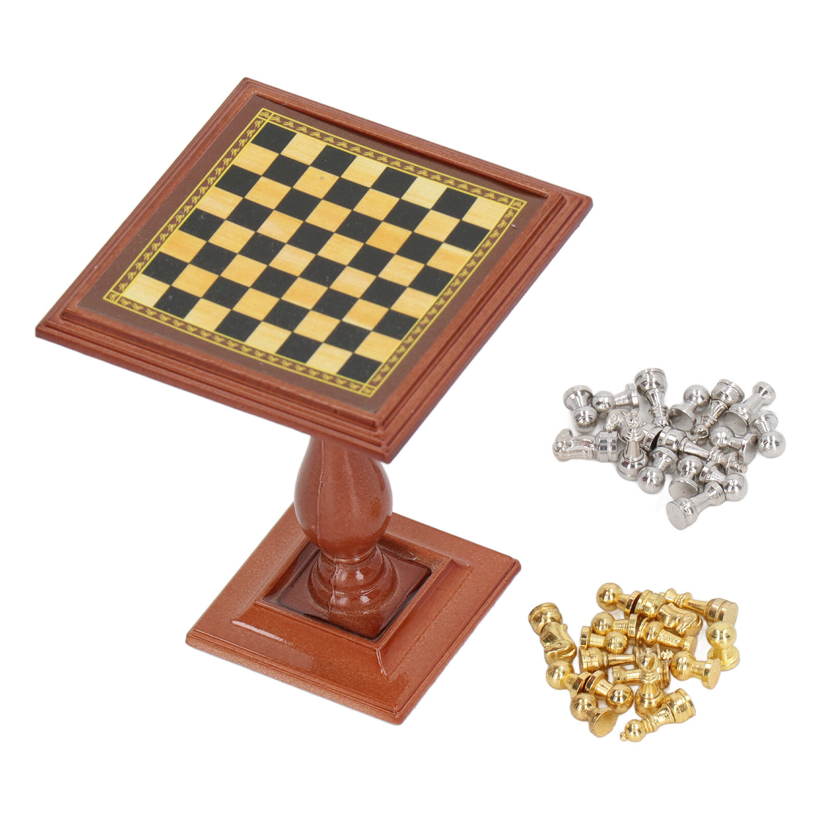 1:12 Dollhouse Magnetic Chess Alloy Simulation Miniature with Table Leg for 1/12 1/6 Decoration