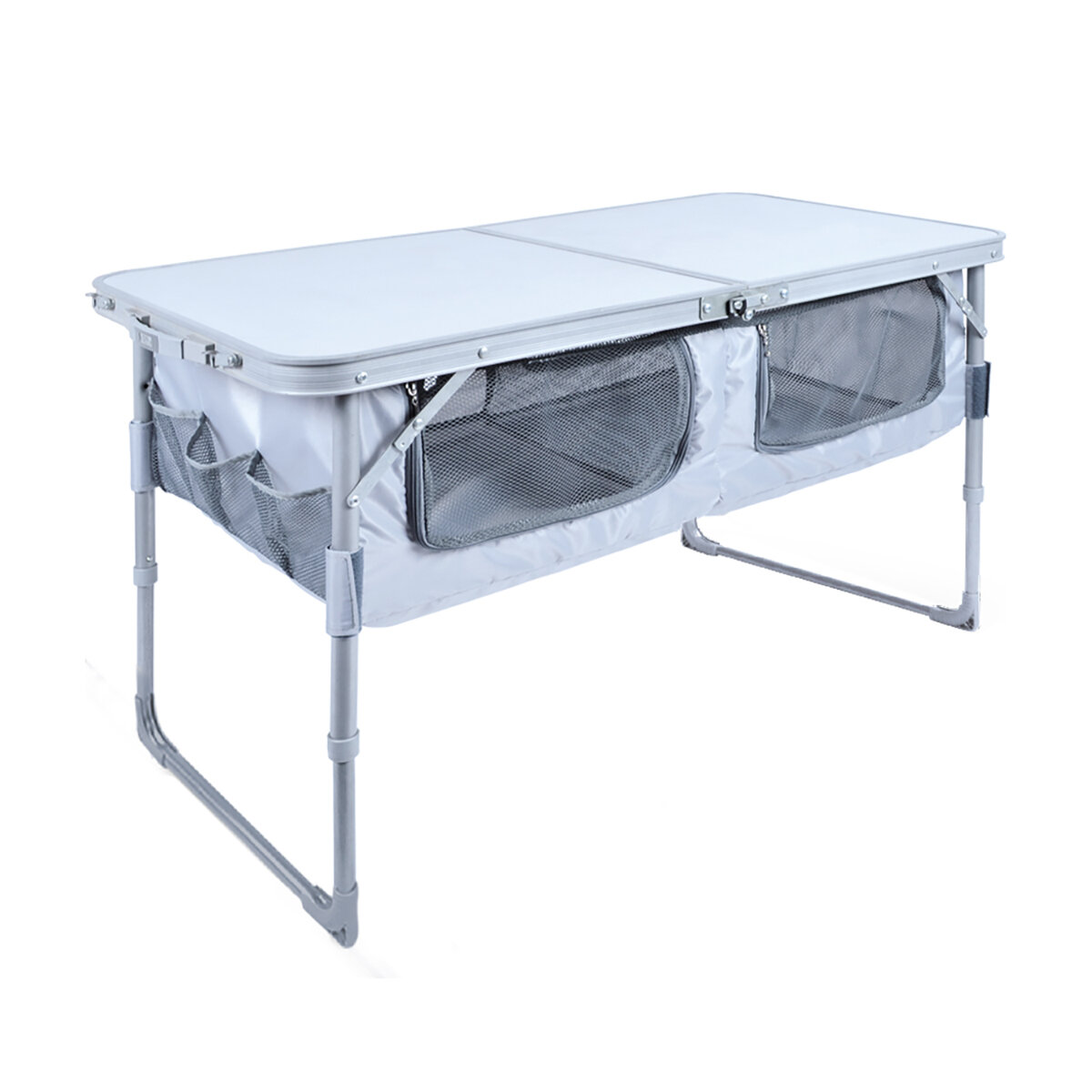 Стол складной с полкой Nika, пластик влагостойкий, 102 x 50 см, металлик