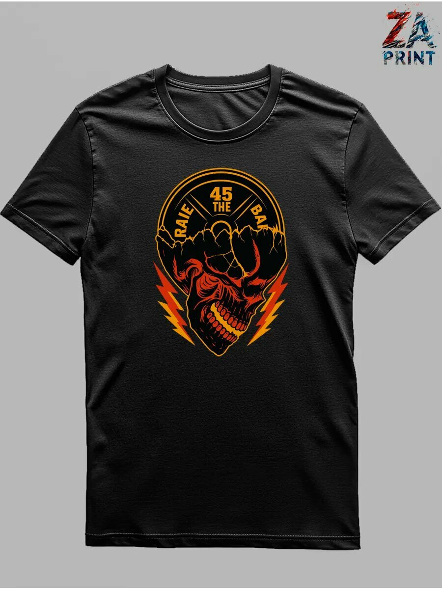 Футболка череп в огне бодибилдинг