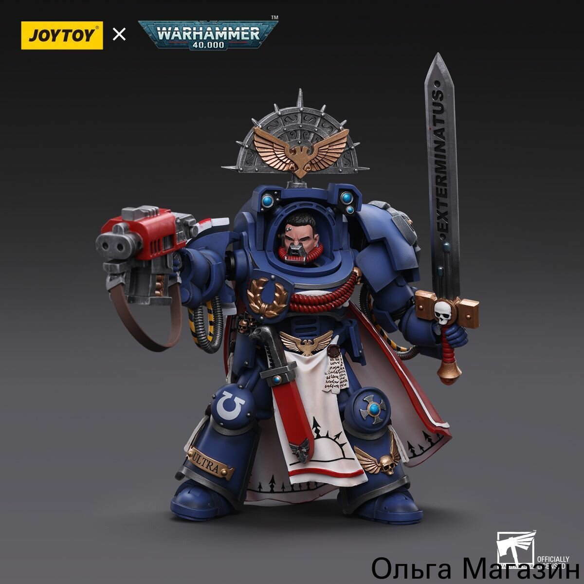 Подвижная фигурка JOYTOY Warhammer 40K Ultramarines Terminator Captain