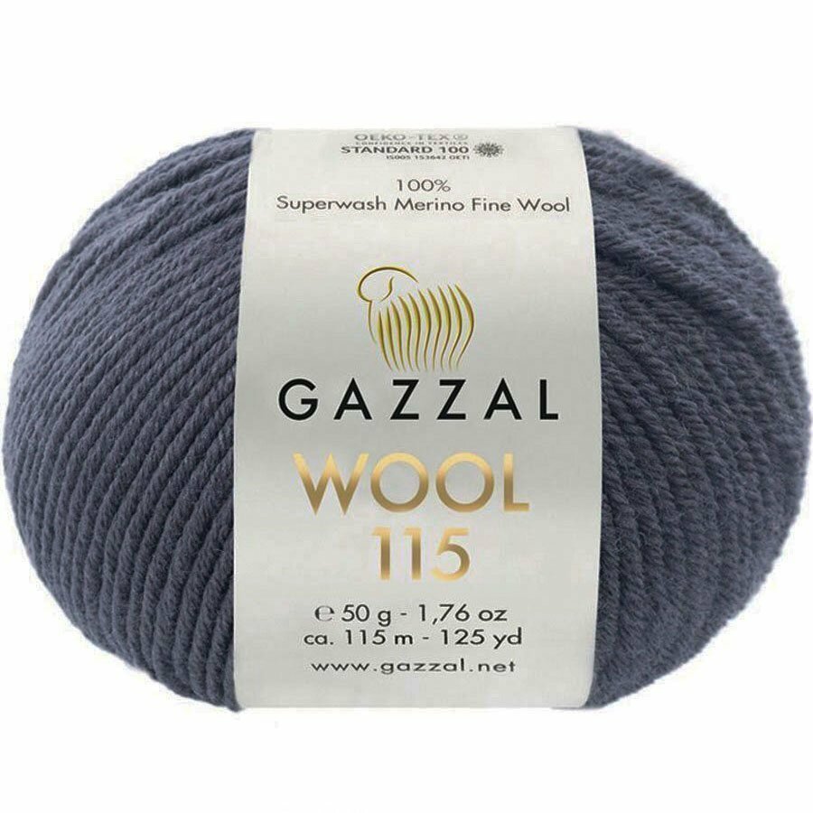 Пряжа Gazzal WOOL 115 3306 т. серый (5 мотков)