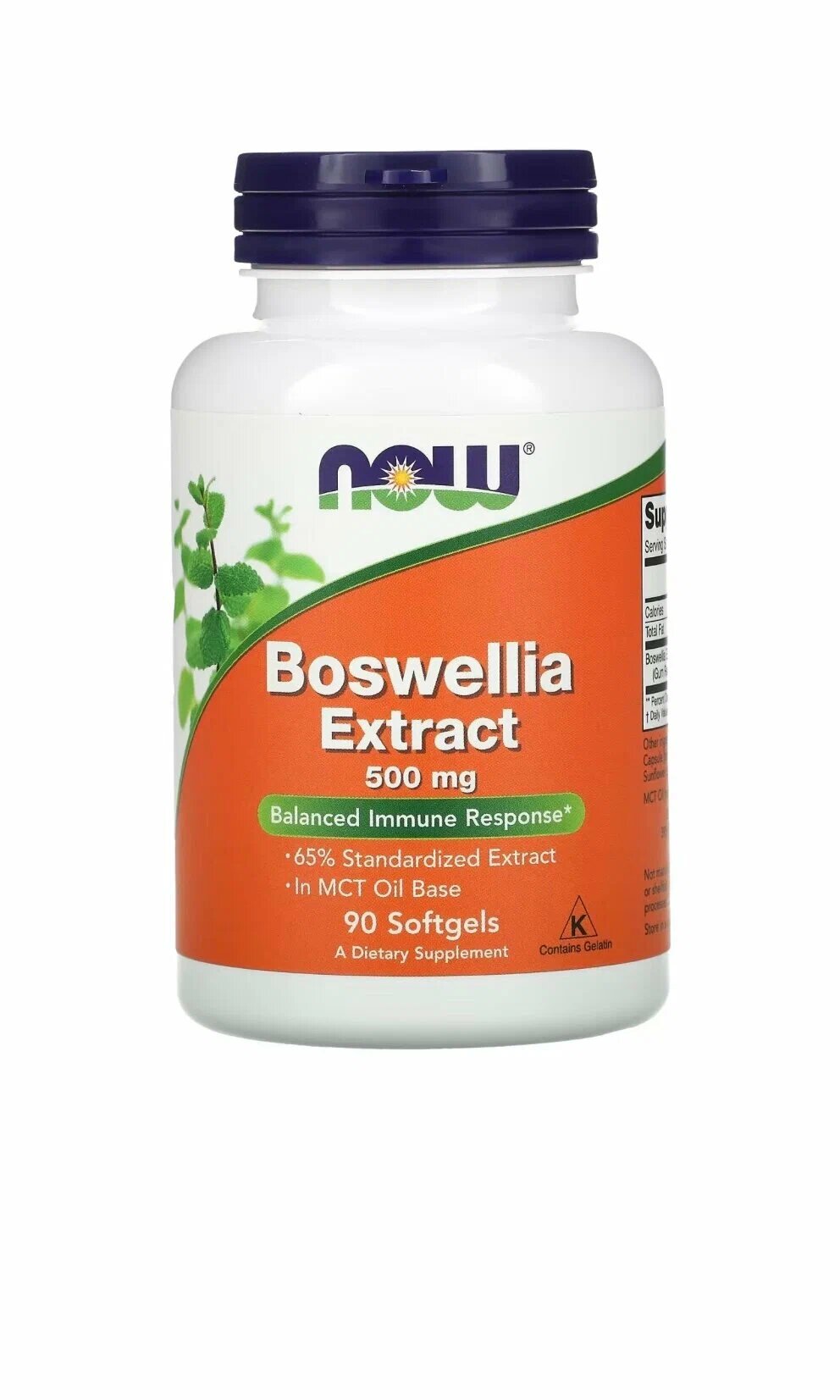 Now Экстракт Босвеллии 500 мг 90 капсул, Boswellia extract 500 mg 90 sgels
