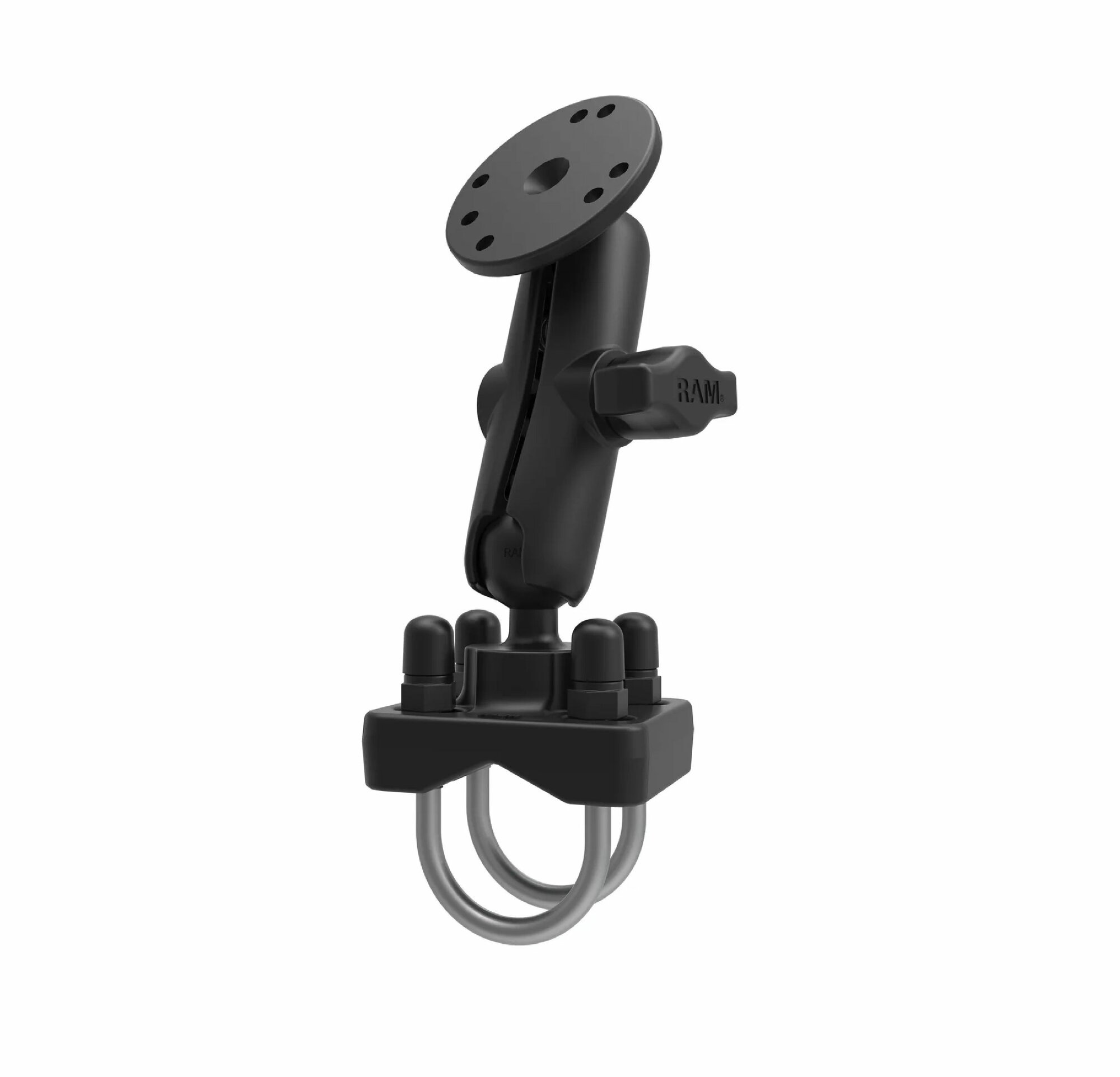 RAM-B-101-235U крепление RAM на трубу 25-32 мм, 2 U-скобы, муфта 95 мм, круглое основание, шары 25 мм