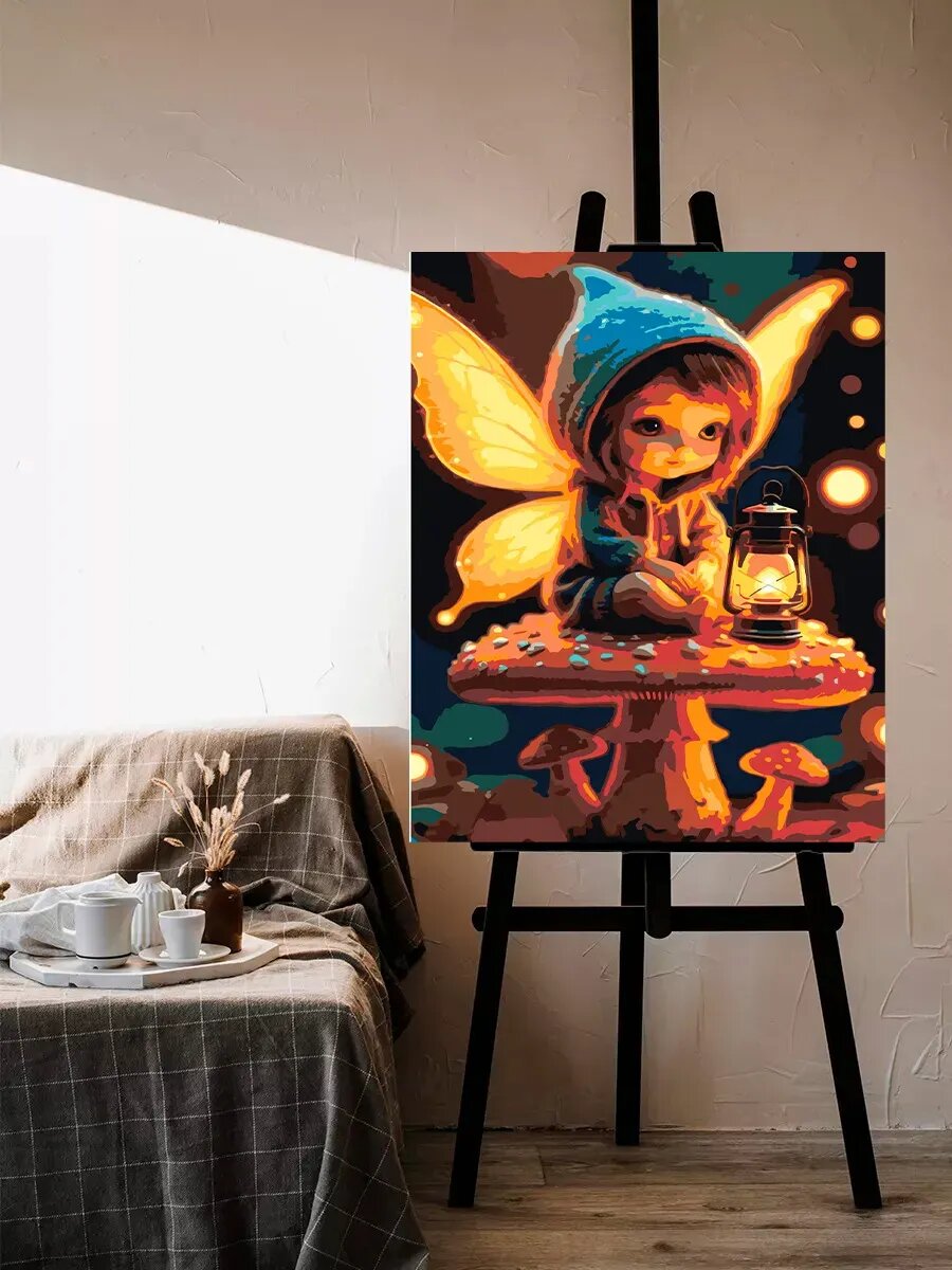 Картина по номерам Сказочная Милая Фея Эльф Лампа