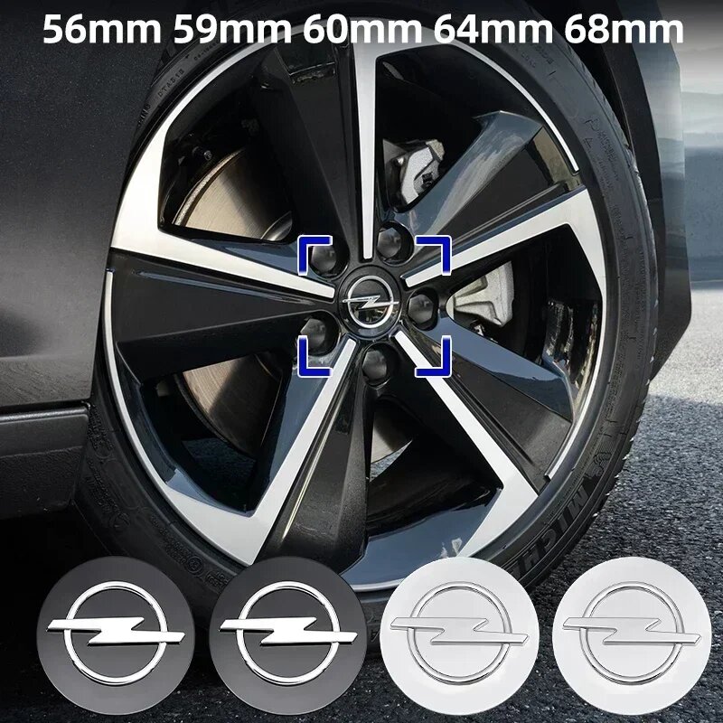 4 шт, 56 мм, 59 мм, 60 мм, 64 мм, 68 мм, центральная крышка колеса, логотип, крышка ступицы, эмблема для Opel Insignia Astra J H G F Corsa Zafira Tigra, Black 56mm