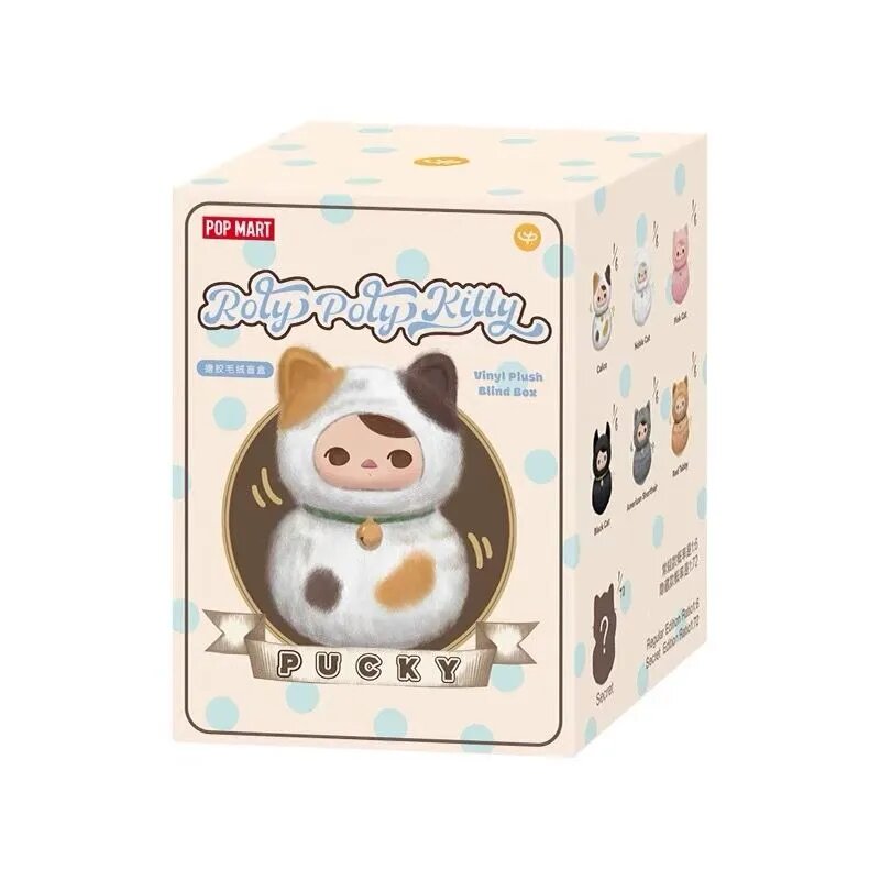 POP MART - Коллекция PUCKY Roly-Poly Kitty Series Vinyl Plush Слепая коробка, Подарки, украшения комнат, 1 шт