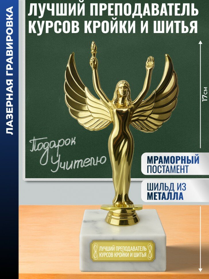 Статуэтка награда Жен. "Лучший преподаватель курсов кройки и шитья" (17 см)
