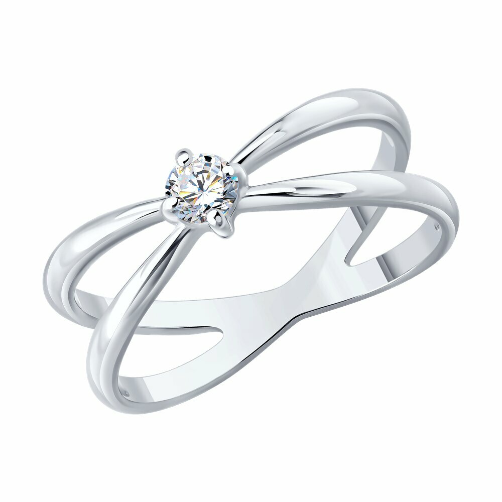 Кольцо, серебро, 925 проба, родирование, бриллиант выращенный