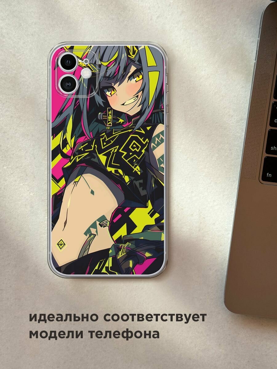 Чехол на Apple iPhone 11 / Айфон 11 с принтом "Девушка в кибер костюме" — фото 1