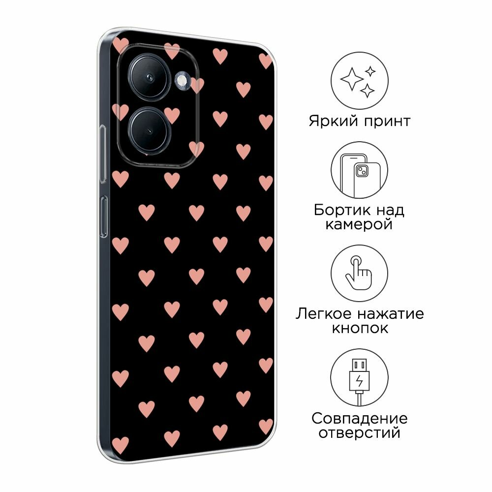 Чехол на Realme C33 / Реалми С33 с принтом "Розовые сердечки" — фото 1