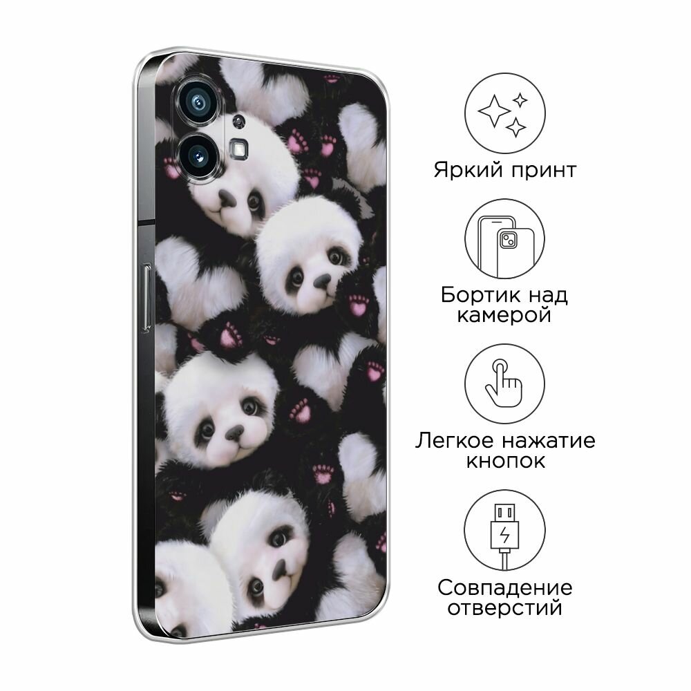 Чехол на Nothing Phone 1 / Нафинг Фон 1 с принтом "Море панд" — фото 1
