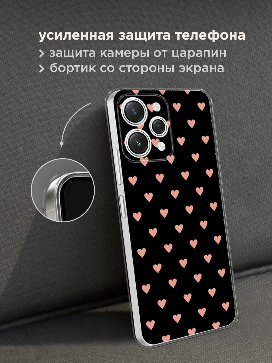 Чехол на Xiaomi Redmi 12 / Сяоми Редми 12 с принтом "Розовые сердечки" — фото 1