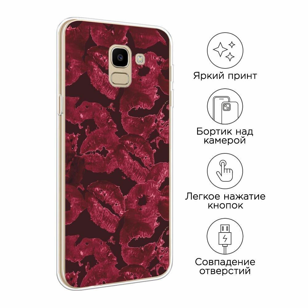 Чехол на Samsung Galaxy J6 2018 / Самсунг Галакси Джей 6 2018 с принтом Помада паттерн 1 — фото 1