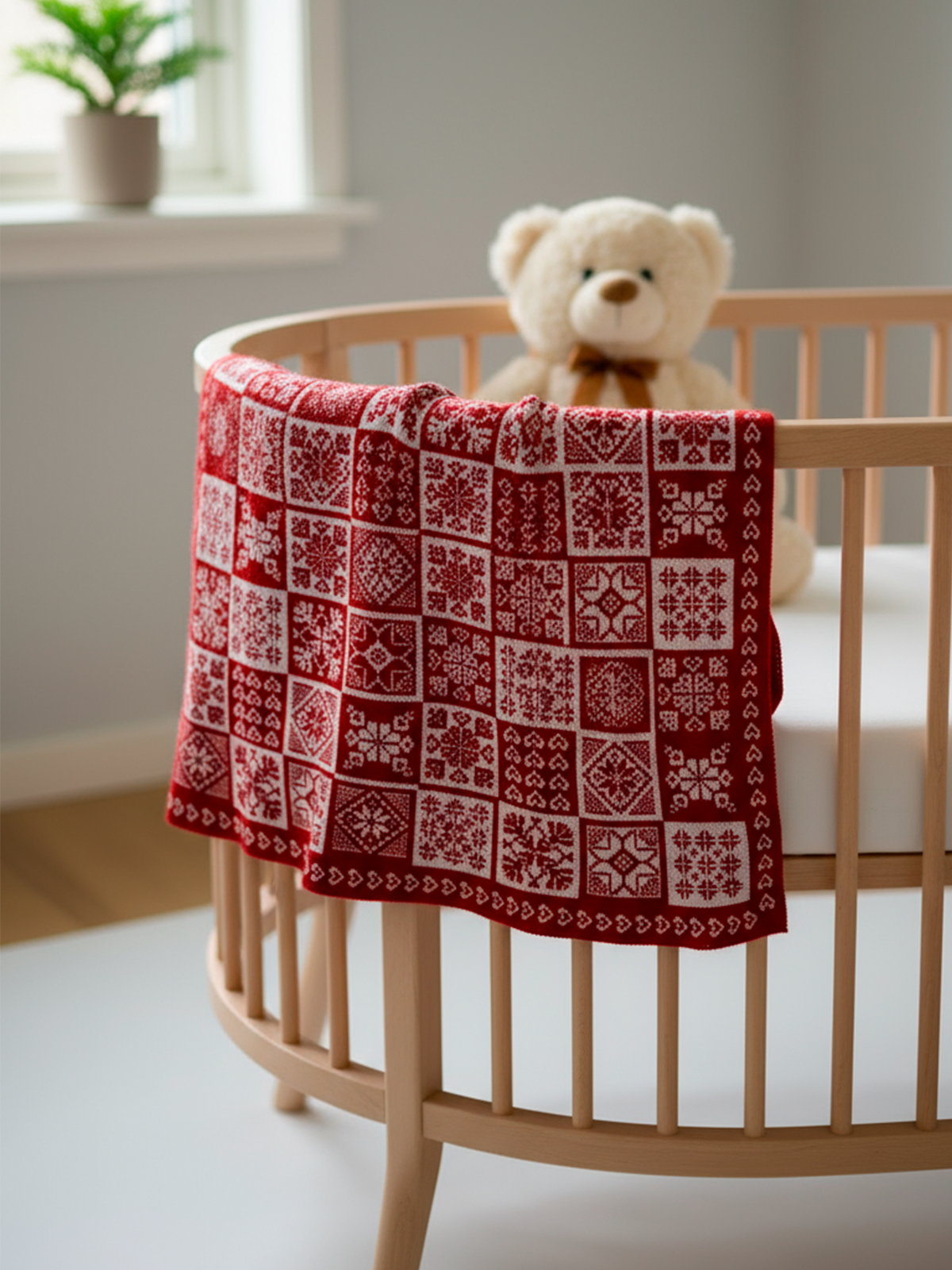 Новогодний плед вязаный для новорожденных Совенок Дона