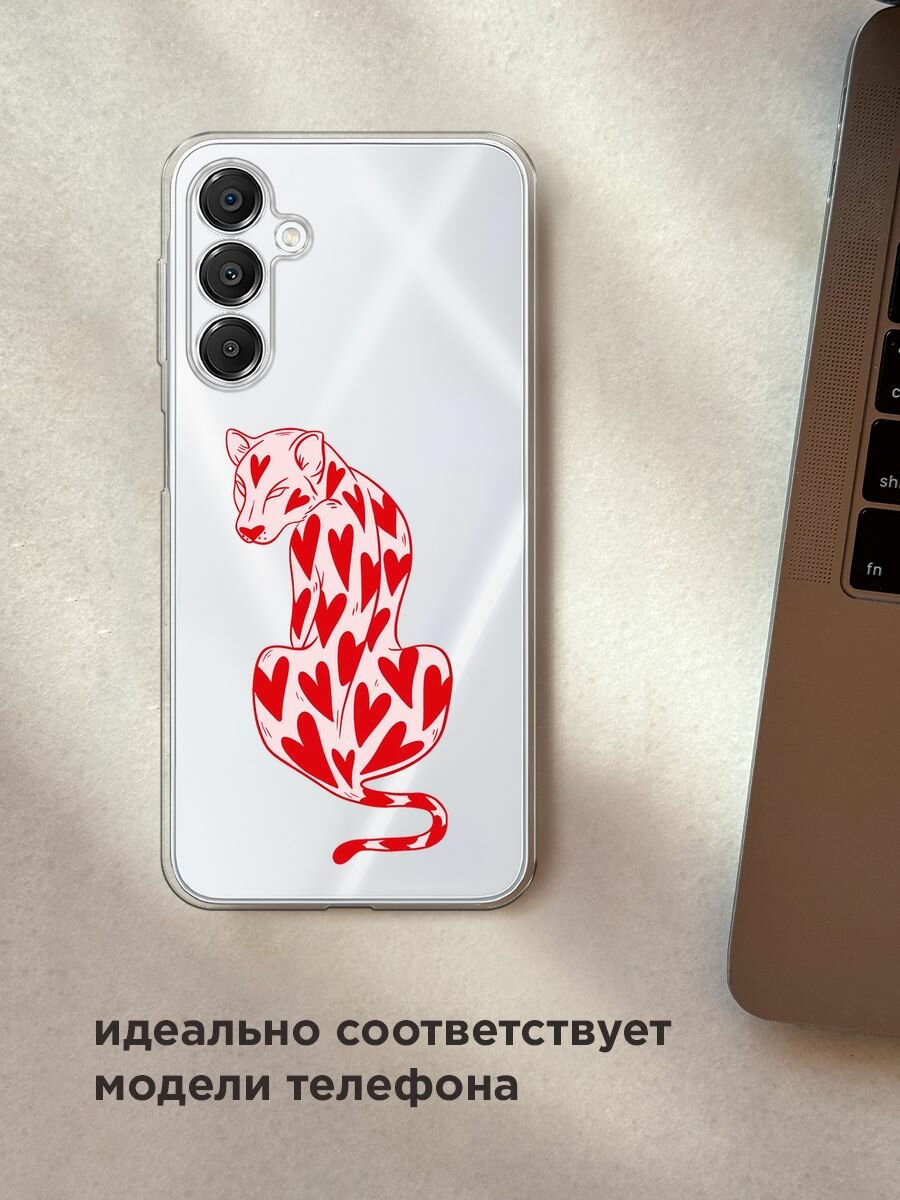 Чехол на Samsung Galaxy A16 / Самсунг А16 с принтом "Heart panther 2 - 14 февраля", прозрачный — фото 1