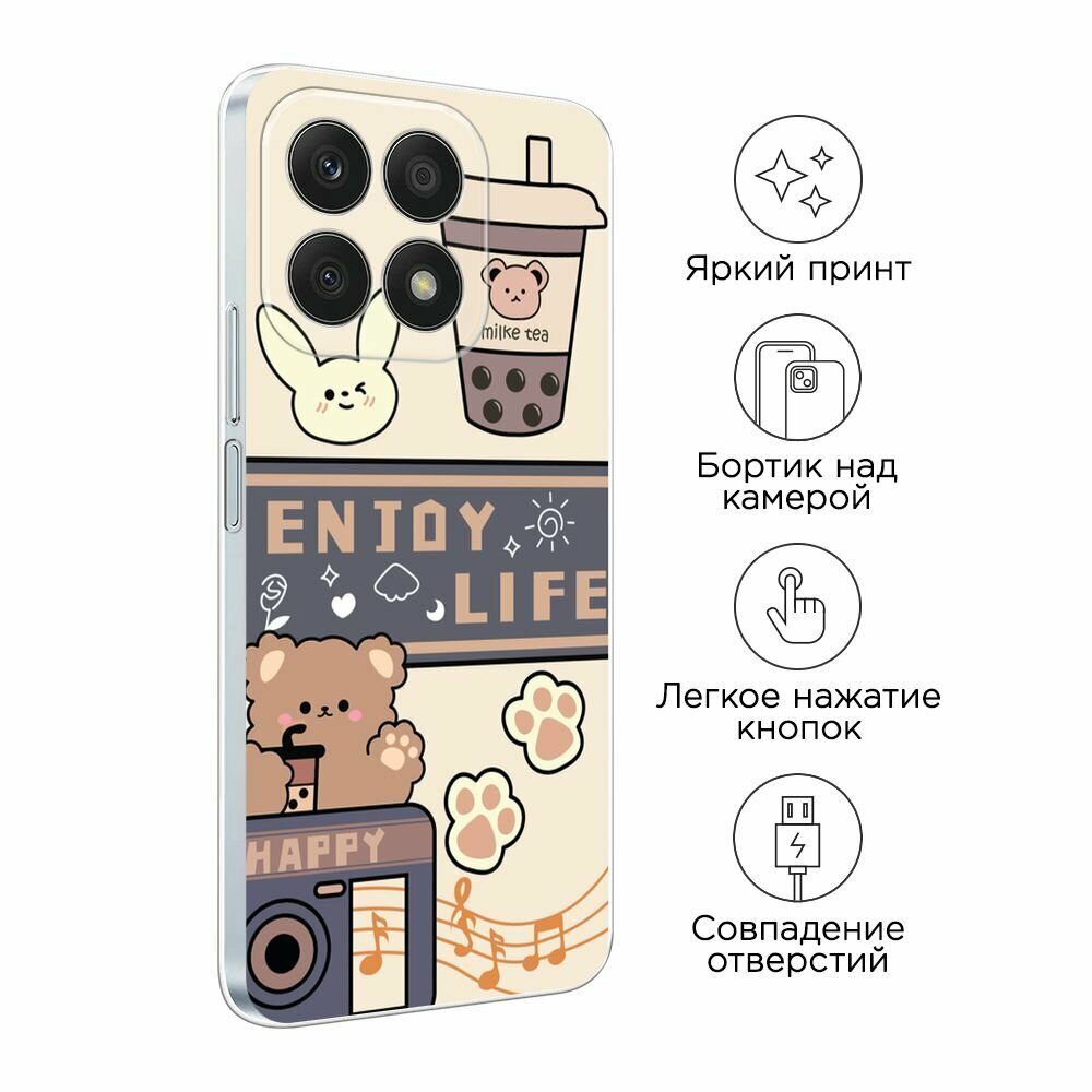 Силиконовый чехол на Honor X8A / Хонор X8A с принтом "Enjoy life 1" — фото 1