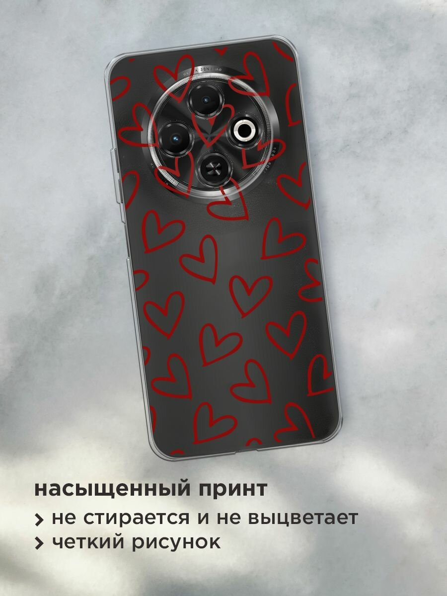 Чехол на Tecno Spark 30C / Текно Спарк 30C с принтом "Little hearts doodles 2 - 14 февраля", прозрачный — фото 1