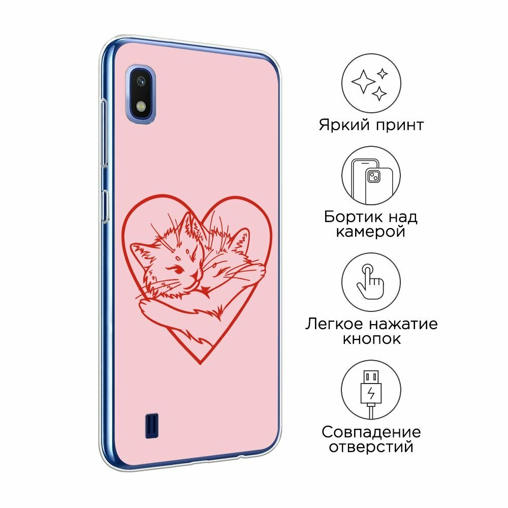 Чехол на Samsung Galaxy A10 / Самсунг Галакси А10 с принтом "Влюблённые котики рисунок 1 - 14 февраля" — фото 1