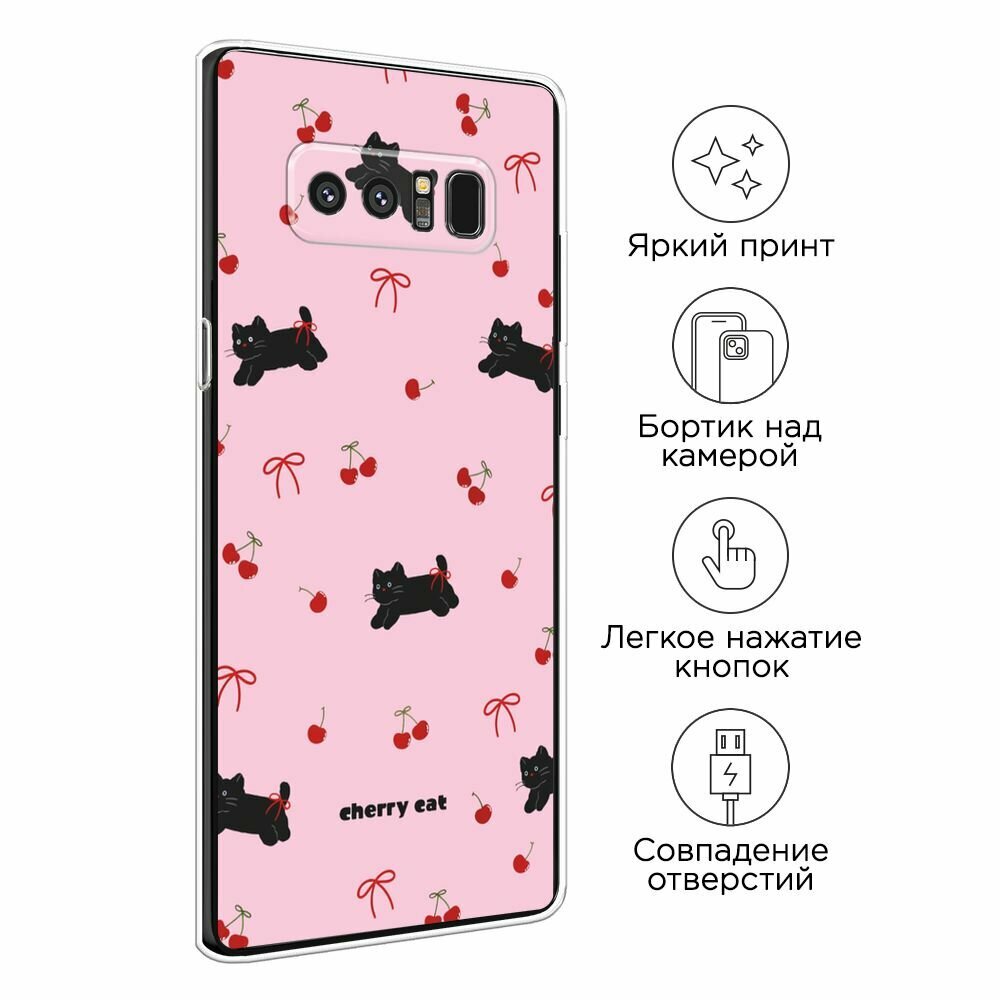 Чехол на Samsung Galaxy Note 8 / Самсунг Галакси Нот 8 с принтом "Cherry cat" — фото 1