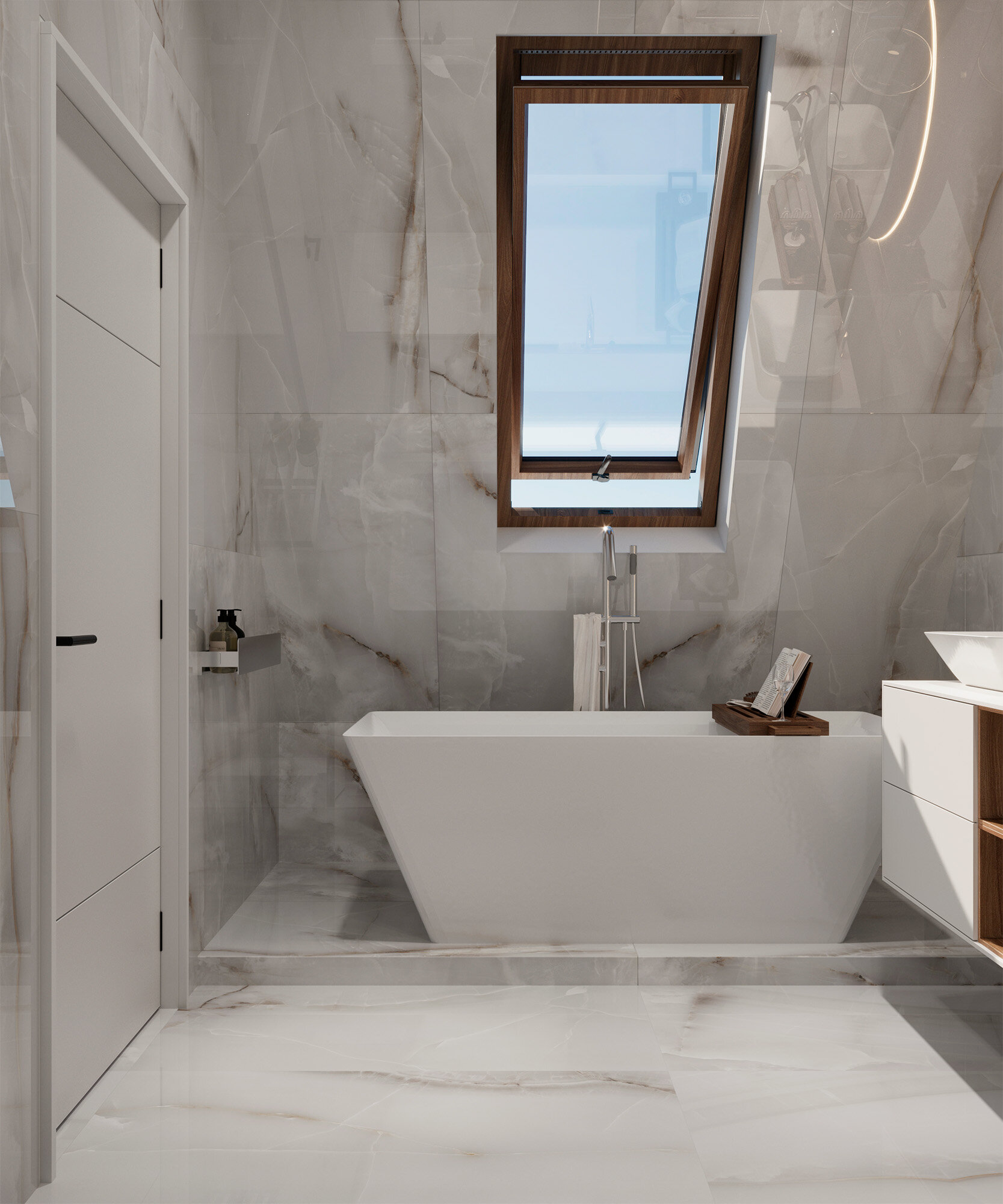 Керамогранит 1200 × 600 мм ONYX LINE GREY Полированная(цена за 1 плитку 0,72м2)