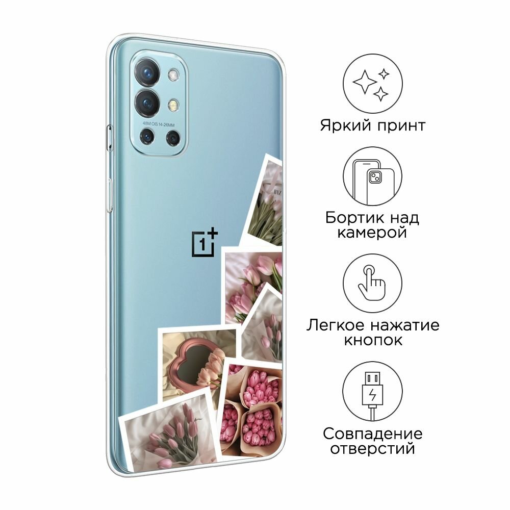 Чехол на OnePlus 9R / ВанПлас 9R с принтом "Весенние фото - 8 марта", прозрачный — фото 1