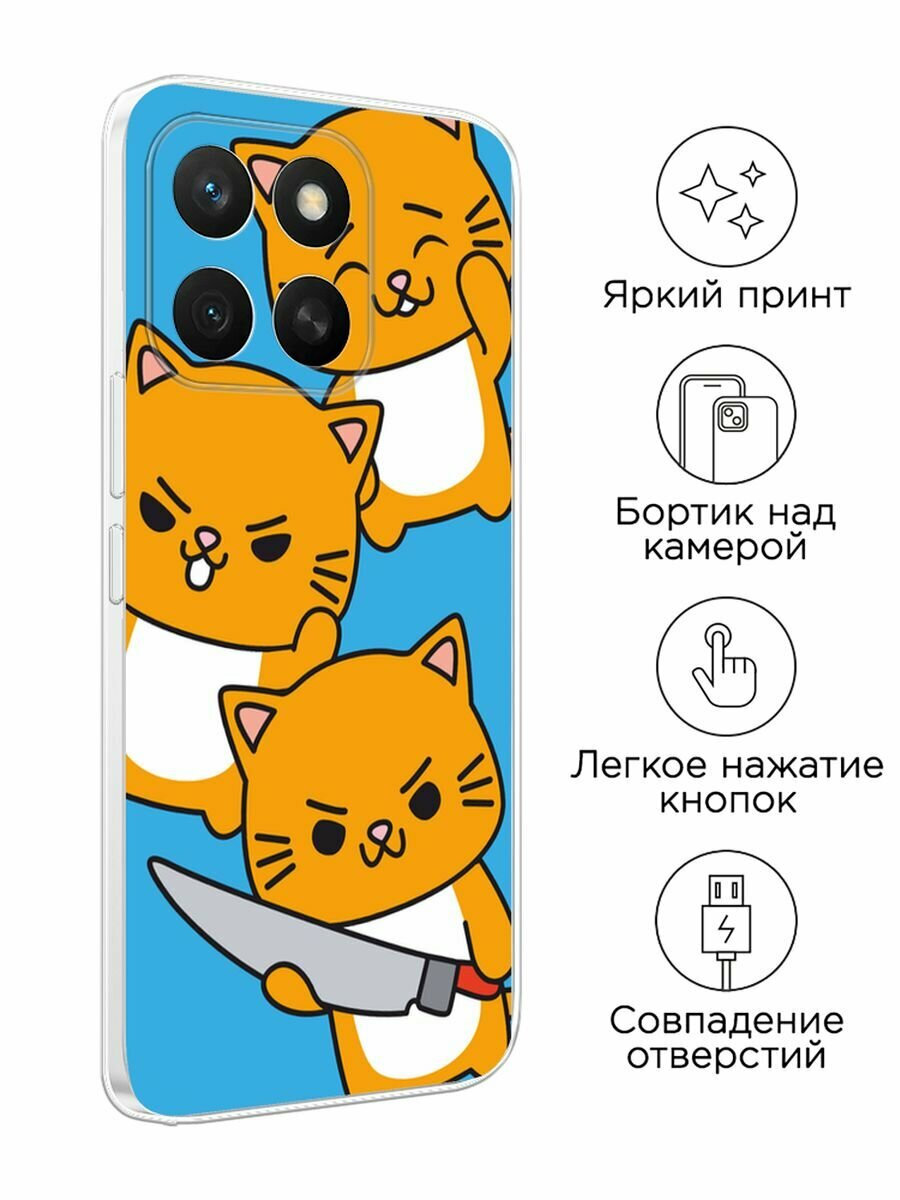 Силиконовый чехол на Honor X8c / Хонор X8c с принтом "Опасные котики" — фото 1