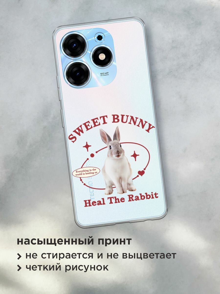 Чехол на Tecno Spark 10 Pro / Текно Спарк 10 Про с принтом "Heal the rabbit", прозрачный — фото 1