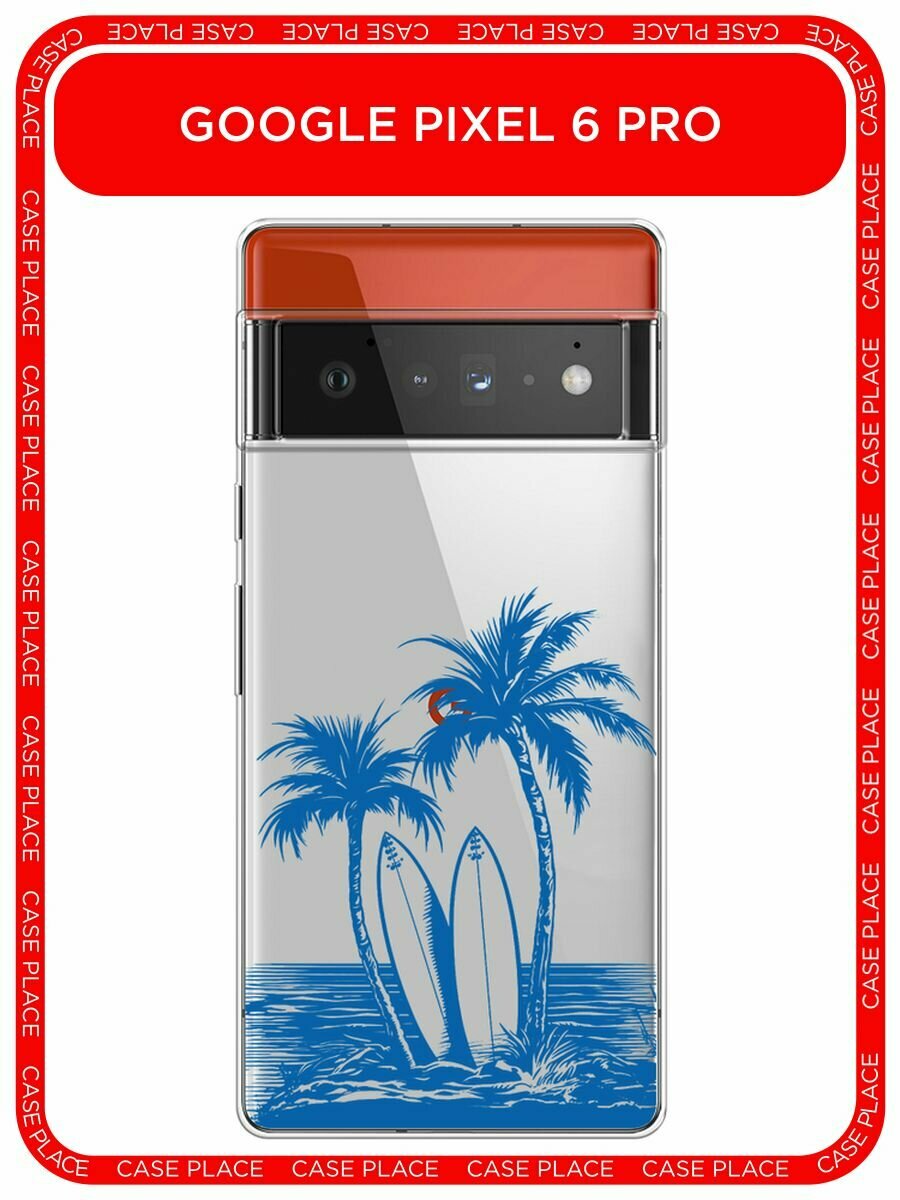 Чехол на Google Pixel 6 Pro / Гугл Пиксель 6 Pro с принтом "Сёрфинг на островах 1", прозрачный