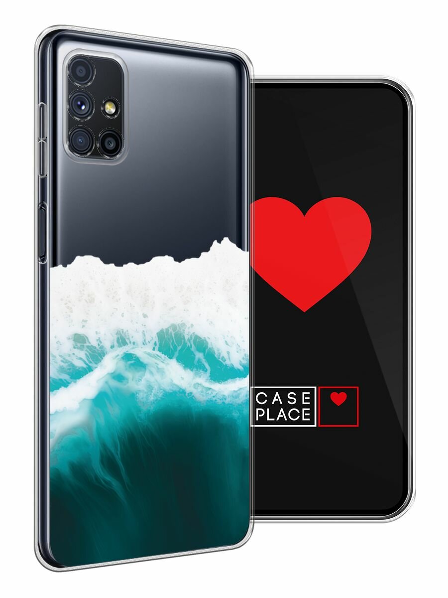 Чехол на Samsung Galaxy M51 / Самсунг Галакси М51 с принтом "Большая волна", прозрачный — фото 1