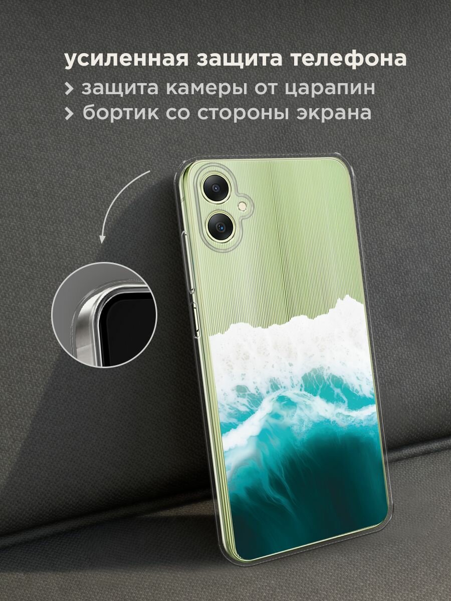 Чехол на Samsung Galaxy A06 / Самсунг Галакси А06 с принтом "Большая волна", прозрачный — фото 1