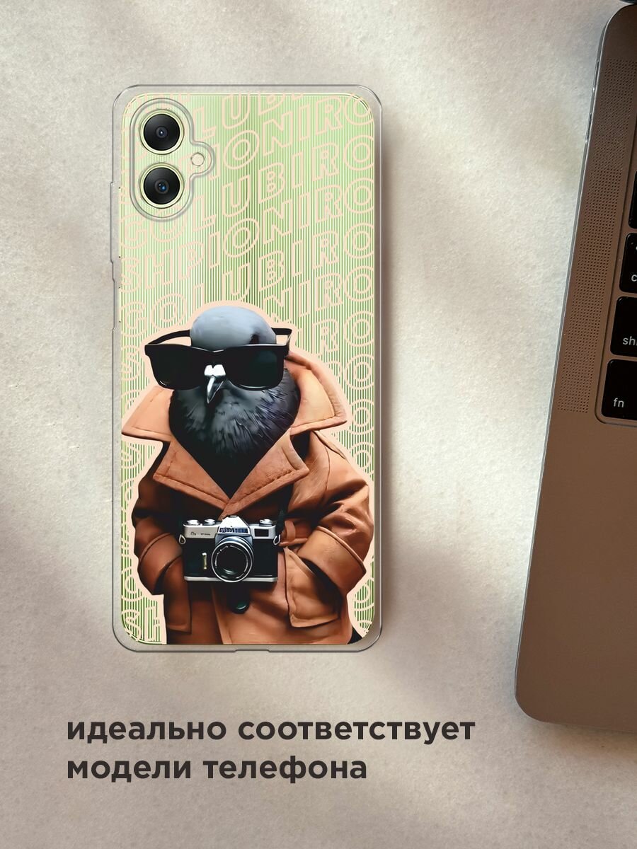 Чехол на Samsung Galaxy A06 / Самсунг Галакси А06 с принтом "Шпиониро голубиро 2", прозрачный — фото 1