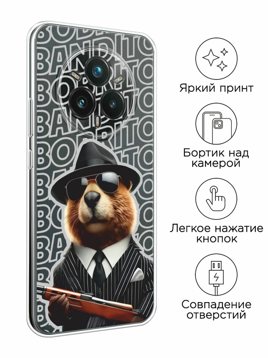 Чехол на Realme 14 Pro / Реалми 14 Про с принтом "Бобрито бандито 2", прозрачный — фото 1